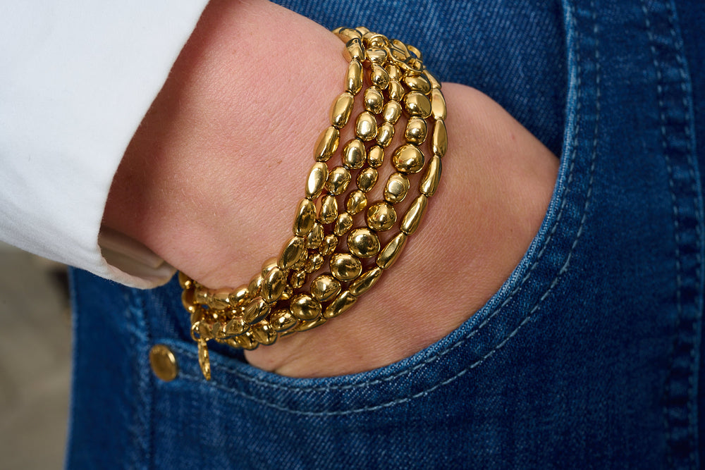 Eirene Gold Bead Stretch Bracelet | Boho Betty