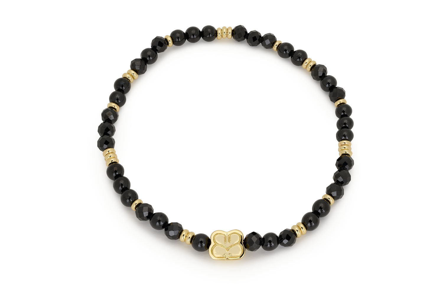 Wonder Gold & Black Spinel Stretch Bead Bracelet | Boho Betty